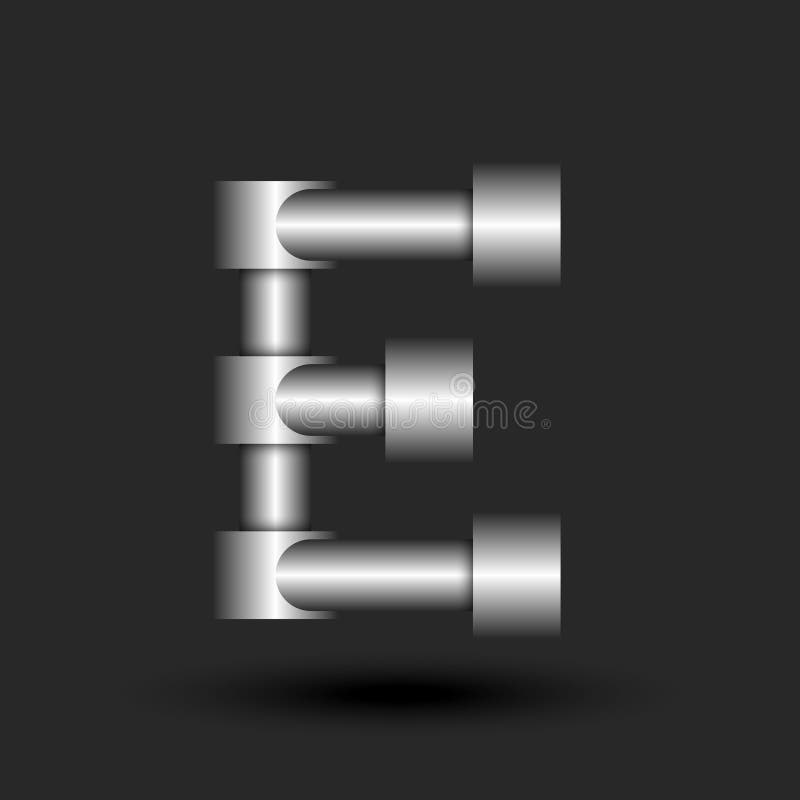Metallic E Letter Logo Industrial Style Design with Reflective ...