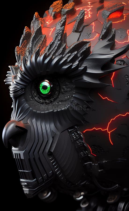 The Metallic Eagle Cyberpunk Creature Stock Illustration - Illustration ...