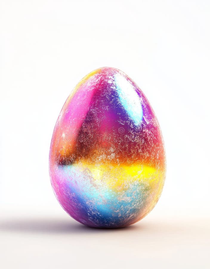 A Metallic Easter Egg Displaying a Rainbow Gradient of Vibrant Colors ...