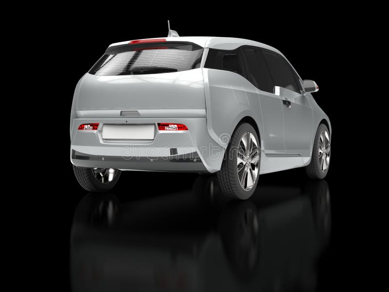 Metallic Electric Car - Back View Stock Illustration - Illustration of ...
