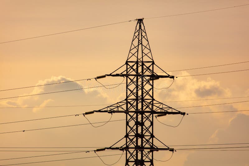 Metallic Electric Post at Dawn of the Sun Stock Photo - Image of ...