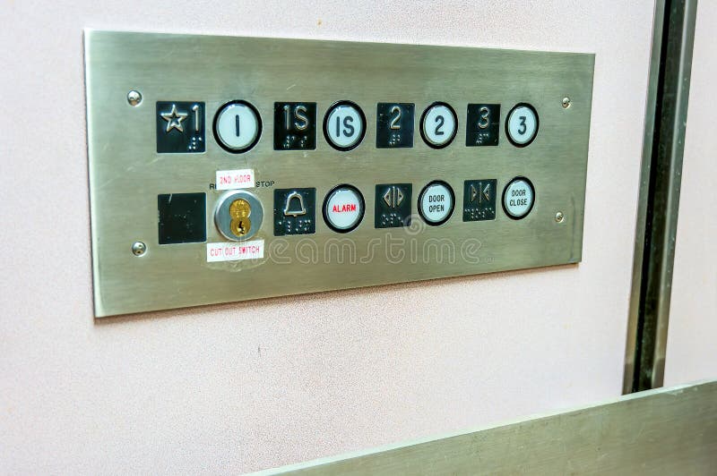 Metallic Elevator Control Panel with Push Buttons To Floor or Occupants ...