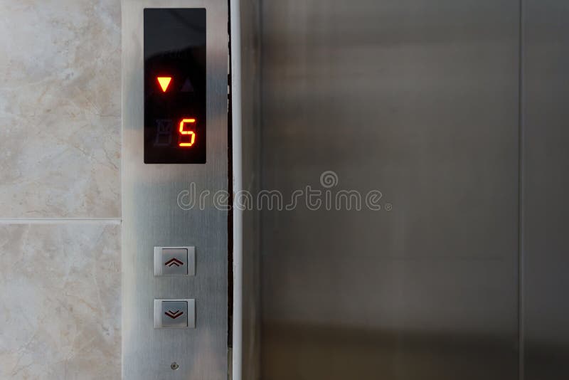 Metallic Elevator Panel with Button and Led Display. Interior and ...