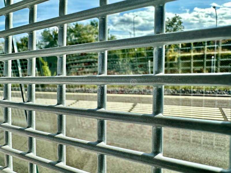 A Metallic Fence with Rectangular Grid-like Openings Stock Image ...