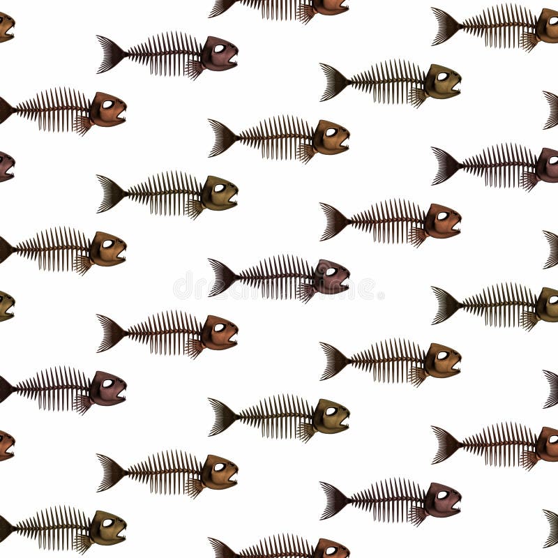 Metallic Fish Skeletons Background. Seamless Pattern Stock Illustration ...