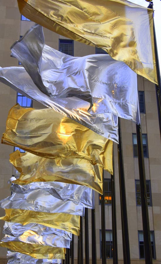 Metallic Flags Waving in the Wind Stock Photo - Image of lovely ...