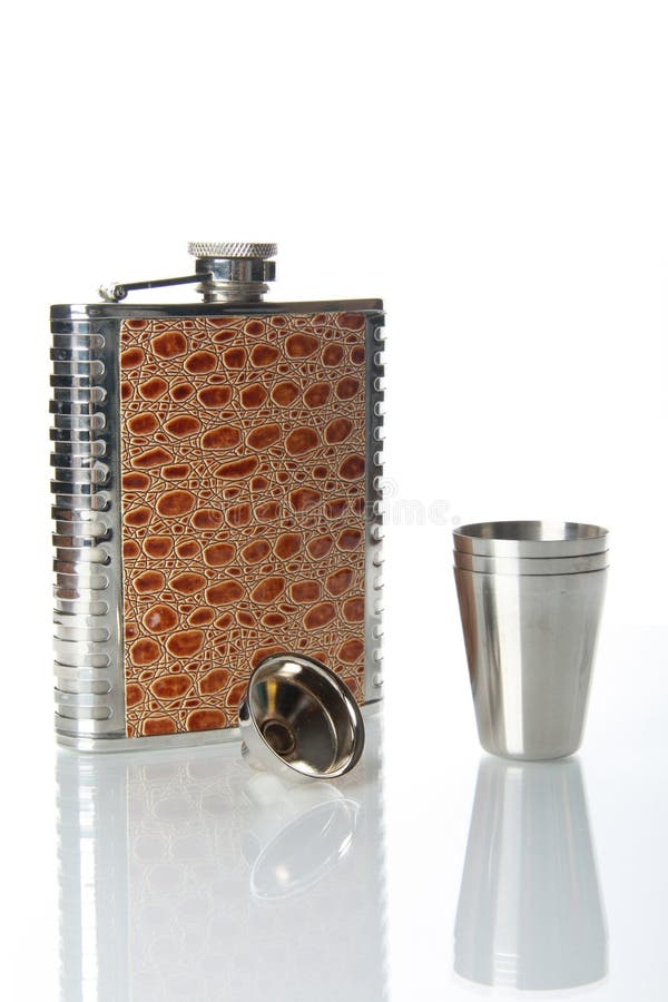 Metallic flask for alcohol stock image. Image of luxury - 12255845