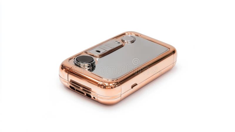 Metallic Flip Phone with Shiny Surface Featuring Retro Designs Isolated ...