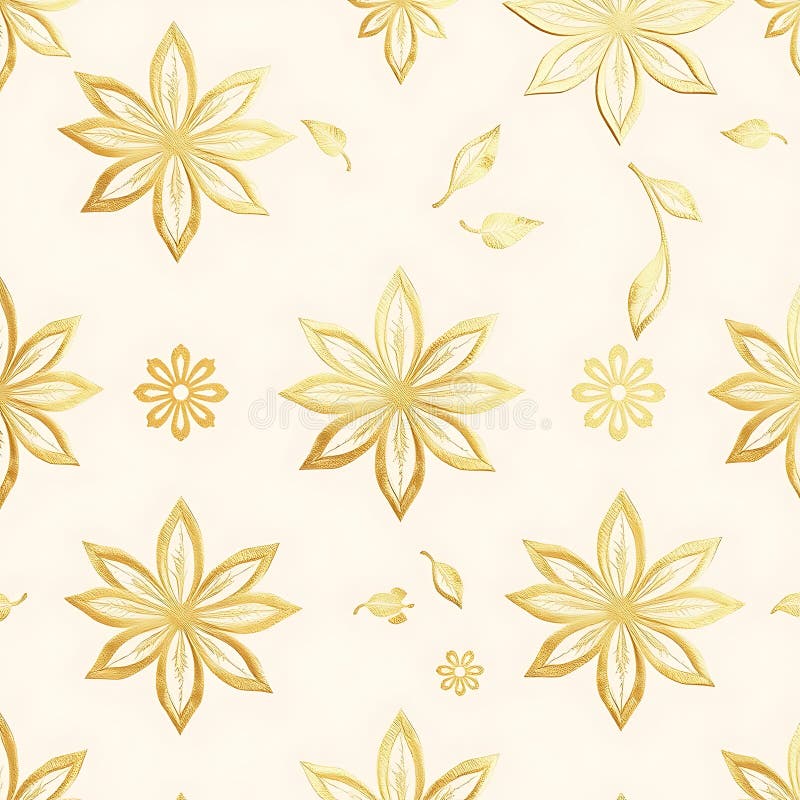 A Metallic Floral Pattern with Golden Outlines on a Soft Pastel ...