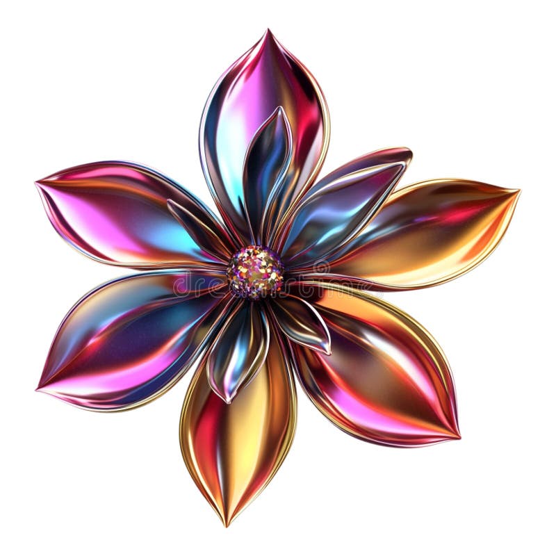 Metallic Flower Design Against Transparent Background for Decorative ...