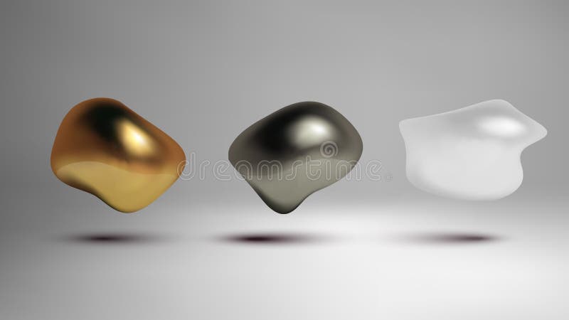 Metallic Fluid Shape. 3d Liquid Bubbles Set. Stock Vector ...