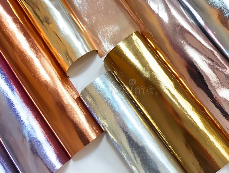 Metallic Foil Rolls in Various Colors Stock Illustration - Illustration ...