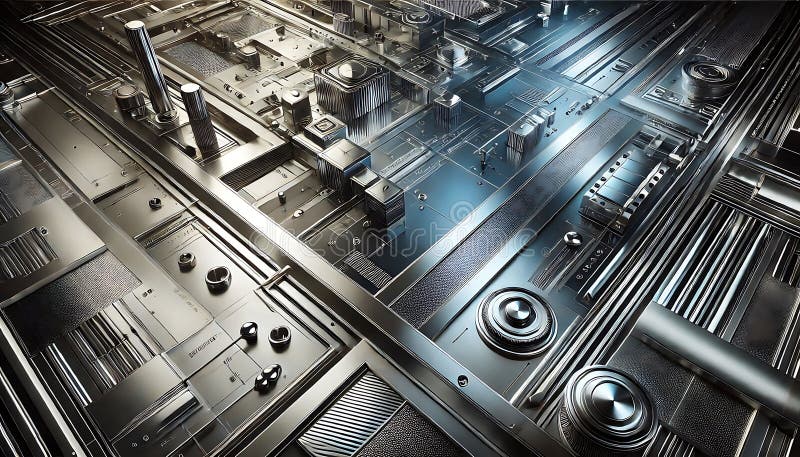 Metallic Futuristic Background with Chrome Textures, Reflective ...