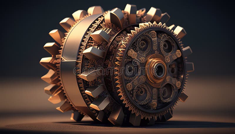 Metallic Gear with Teeth and Spokes, Representing Industrial and ...