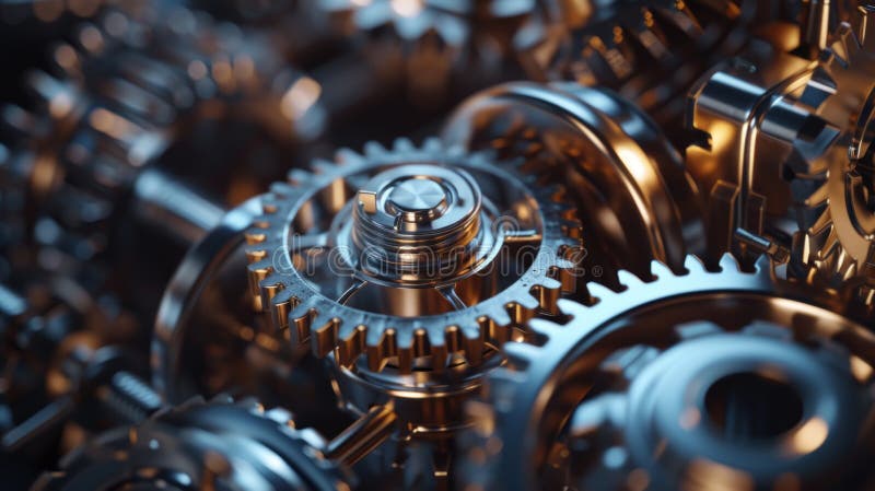 Metallic Gear Wheel in Motion Stock Illustration - Illustration of ...