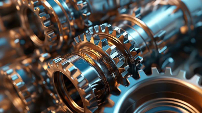 Metallic Gear Wheels, Industrial Tech Background. Generative AI Stock ...