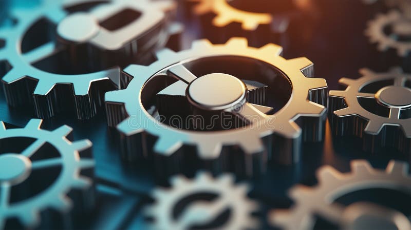 Metallic Gears in Motion stock illustration. Illustration of metallic ...