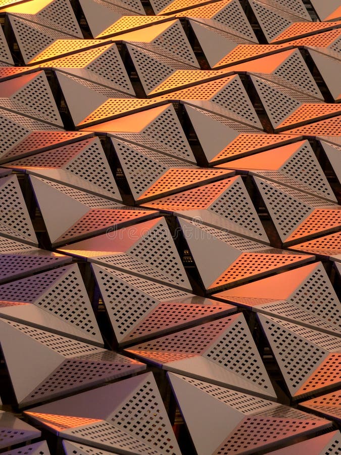 Metallic Geometric Cladding or Panels in Copper and Gold Colours Stock ...