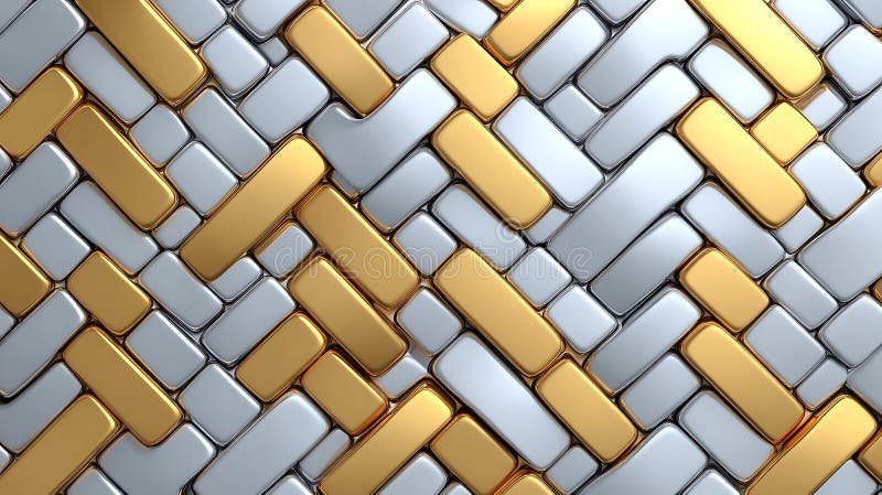 Metallic Geometric Pattern in Gold and Silver Tones Stock Illustration ...