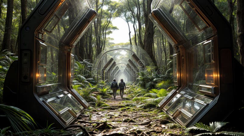 Metallic and Glass Sci-fi Large Pathway of an Unknown Alien Technology ...