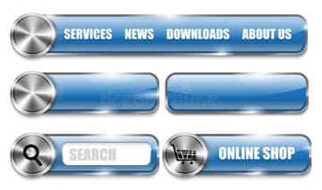 Metallic and Glossy Website Design Blue Elements Stock Vector ...