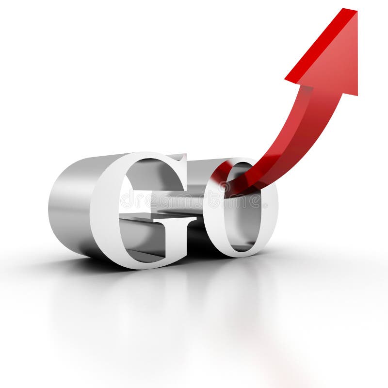 Metallic GO Text with Red Growing Arrow Stock Illustration ...