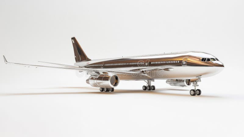 Metallic Gold Airplane on White Background Stock Illustration ...