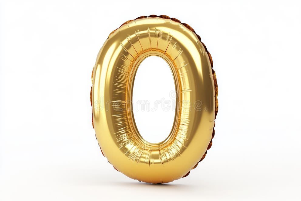 Golden Balloon Number Zero on White Background. AI Generative Stock ...