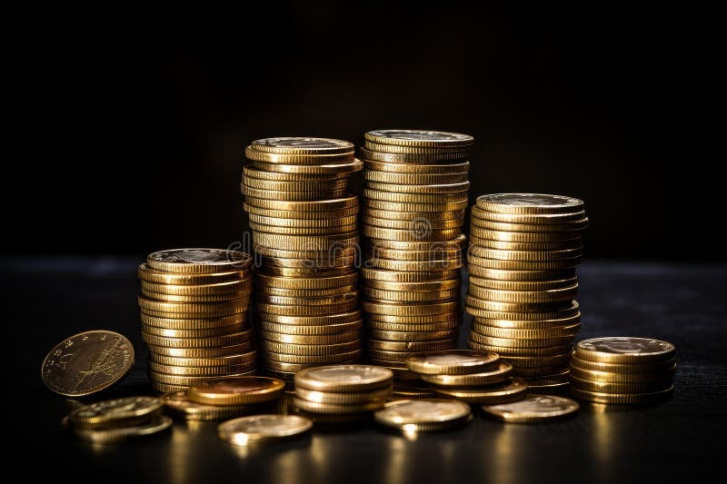 Metallic Gold Coins Stack. Generate Ai Stock Photo - Image of color ...