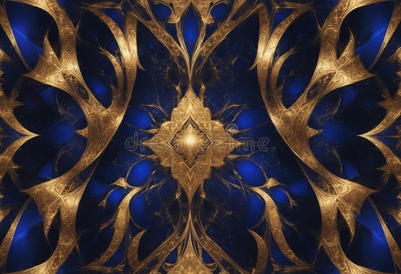 Metallic Gold and Deep Blue Abstract Masterpiece Stock Illustration ...