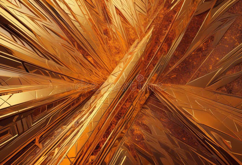 Metallic Gold and Deep Orange Abstract Fusion Stock Illustration ...