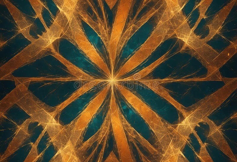Metallic Gold and Deep Orange Abstract Fusion Stock Illustration ...
