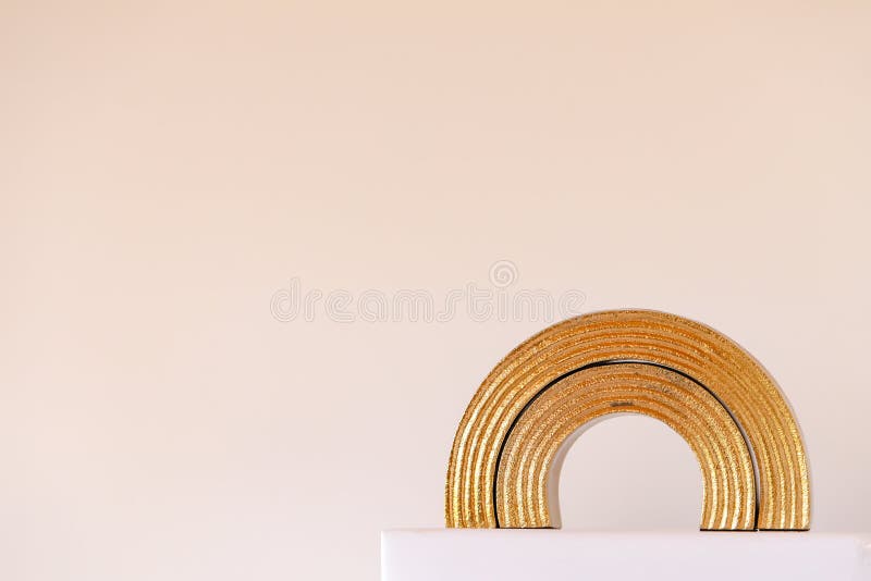 Metallic Gold Rainbow on Plain White Background. Stock Photo - Image of ...