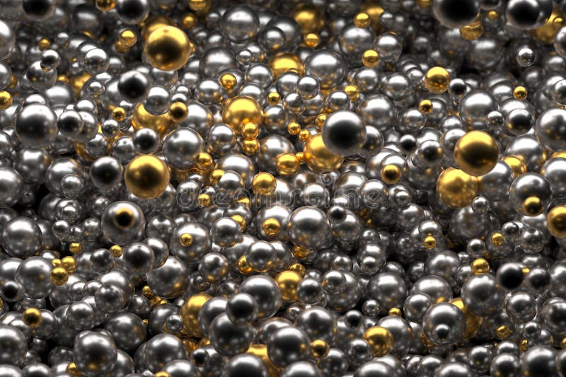 Metallic Gold and Silver Spheres Abstract Background Stock Illustration ...