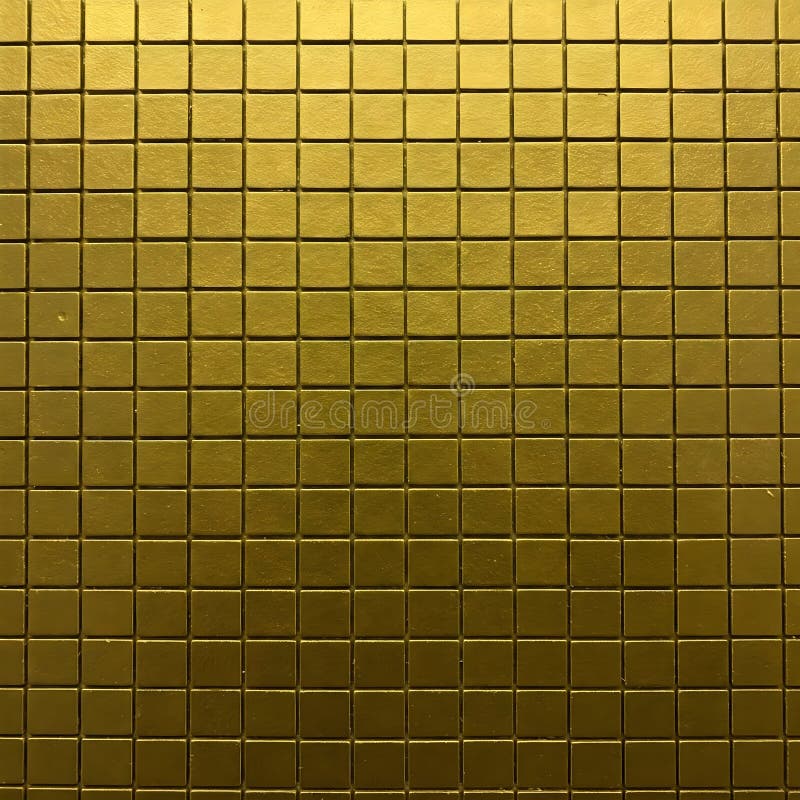Metallic Gold Square Tiles Form a Uniform Grid Pattern, Reflecting ...