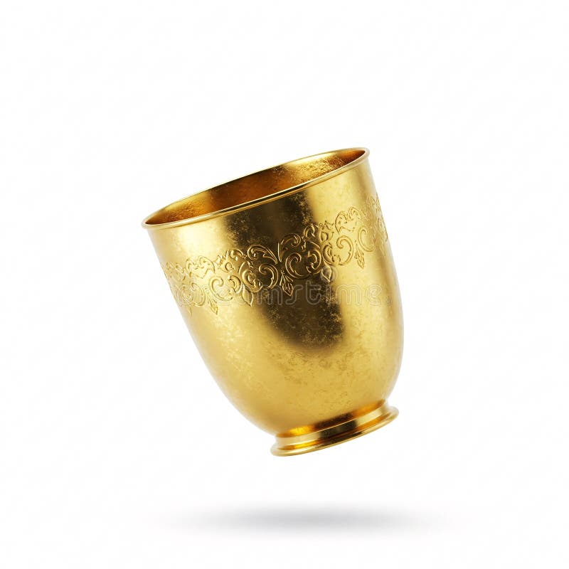 A Metallic Golden Cup is Dynamically Falling, Creating an Elegant ...
