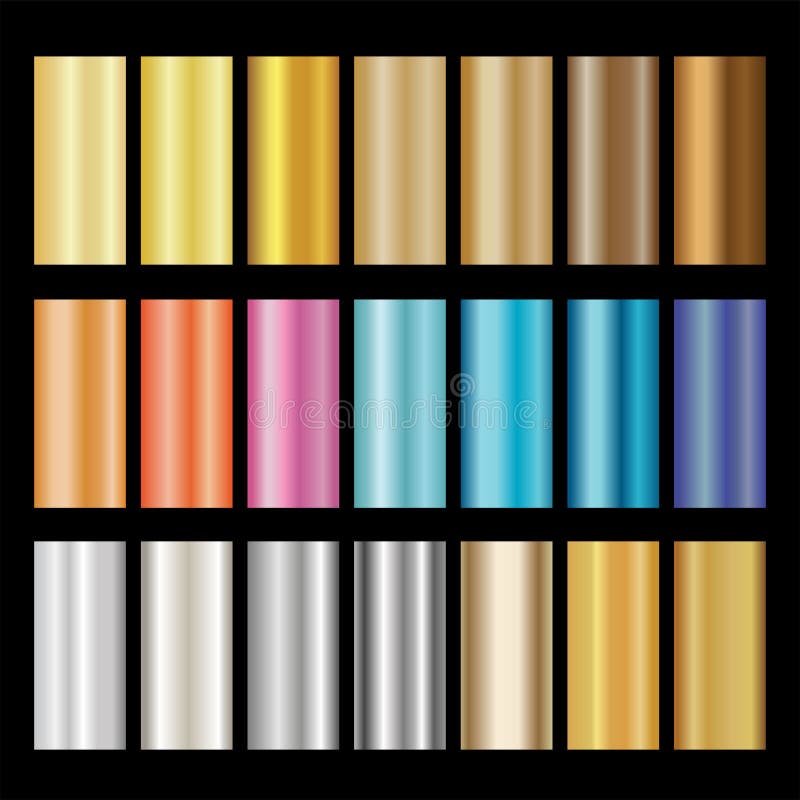 Metallic Gradient Collection Different Colors Illustration Stock Vector ...