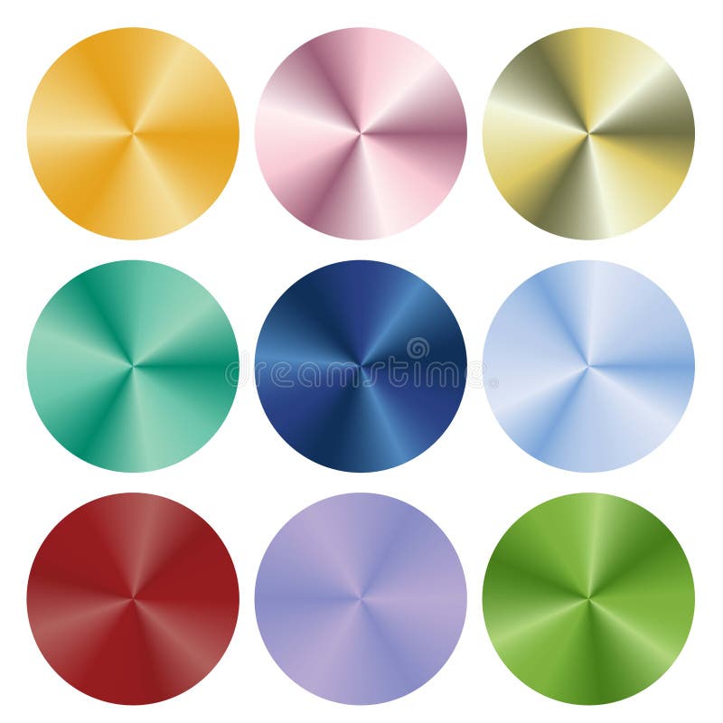 Metallic Gradient Multicolor Circle Buttons Stock Vector - Illustration ...