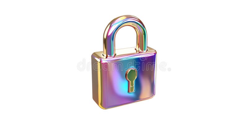 Metallic Gradient Padlock with Keyhole in Vibrant Colors Isolated on ...