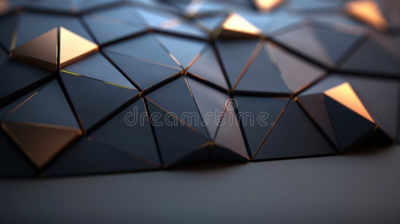 Metallic Gradient Triangles on Dark Blue Abstract Background - Business ...