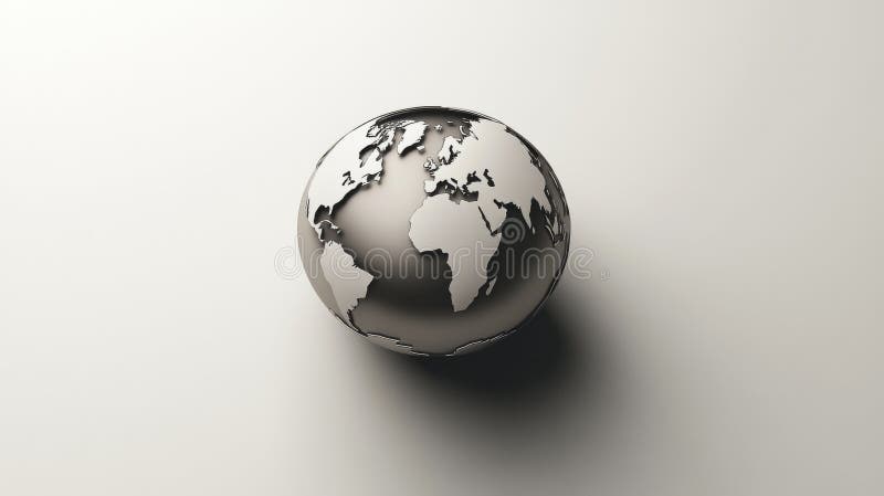 Metallic Gray Globe on Light Gray Background Stock Illustration ...