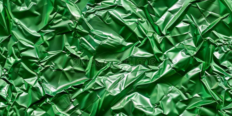 Metallic Green Foil Texture Emphasizing Reflections and Creases Stock ...