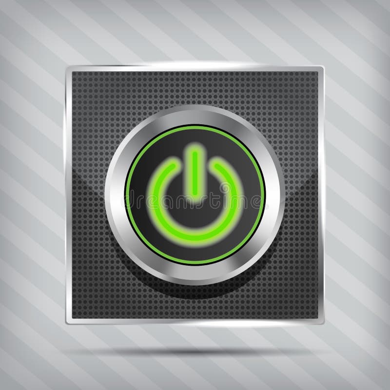 Metallic Green Power Button Icon Stock Vector - Illustration of ...