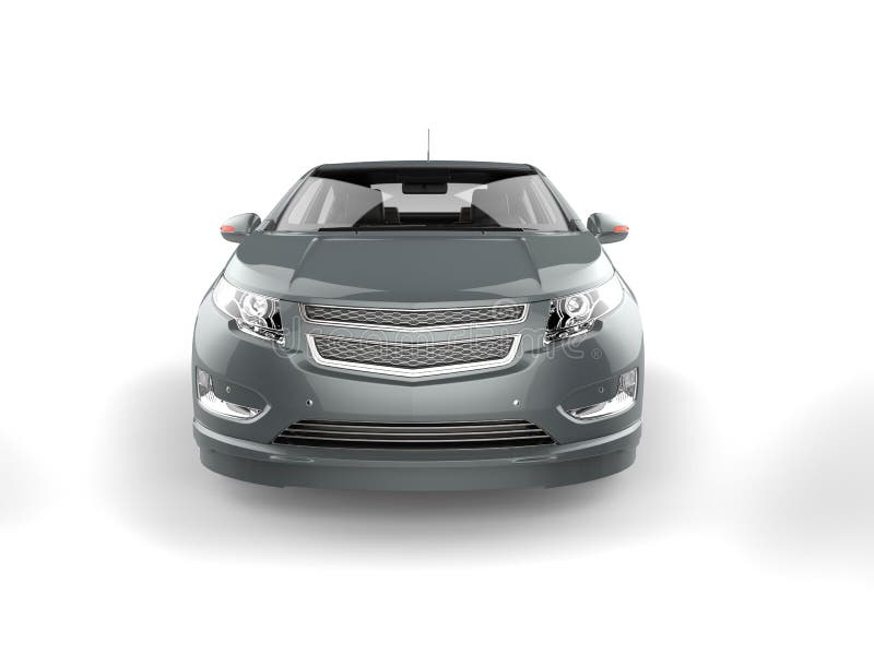 Metallic Greish Electric Modern Car - Front View Stock Illustration ...