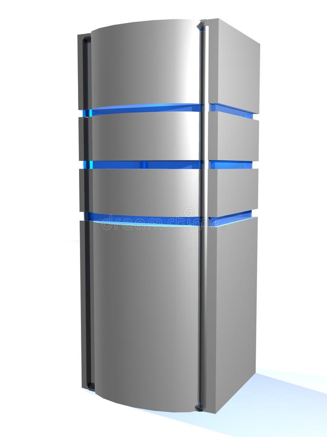 Metallic grey server tower stock illustration. Illustration of tower ...