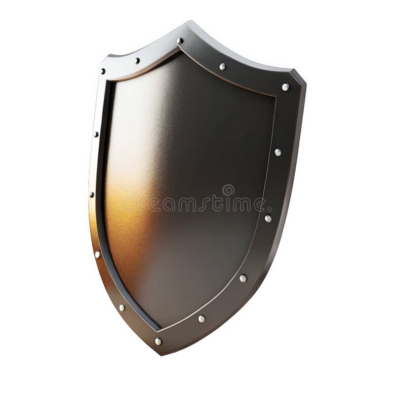 Metallic Grey Shield with Silver Rivets and Subtle Orange Gradient ...