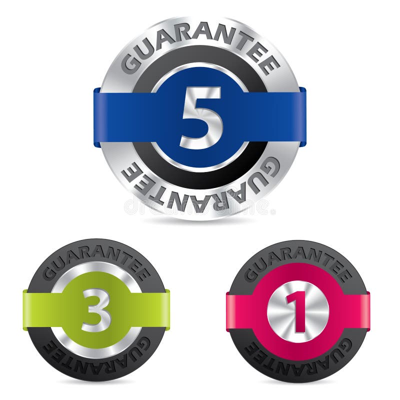 Metallic Guarantee Badges with Different Numbers Stock Vector ...