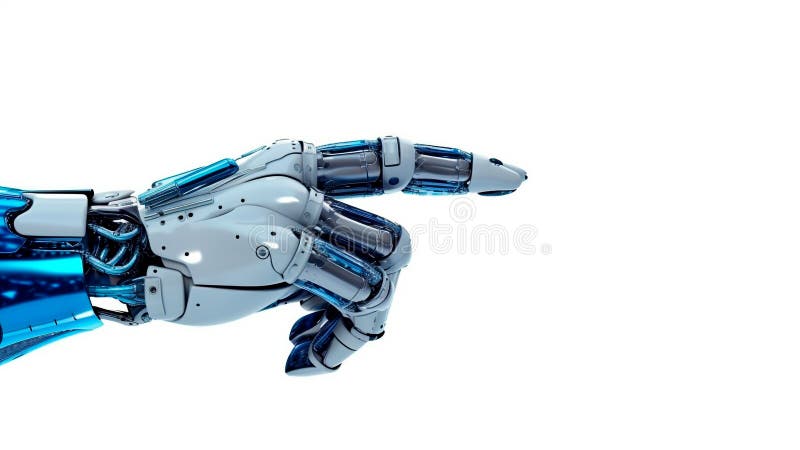 Metallic Hand of a Robot, Index Finger in a Gesture of Indication ...