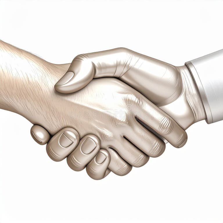 Metallic Hands Clasped in a Firm Handshake Stock Illustration ...