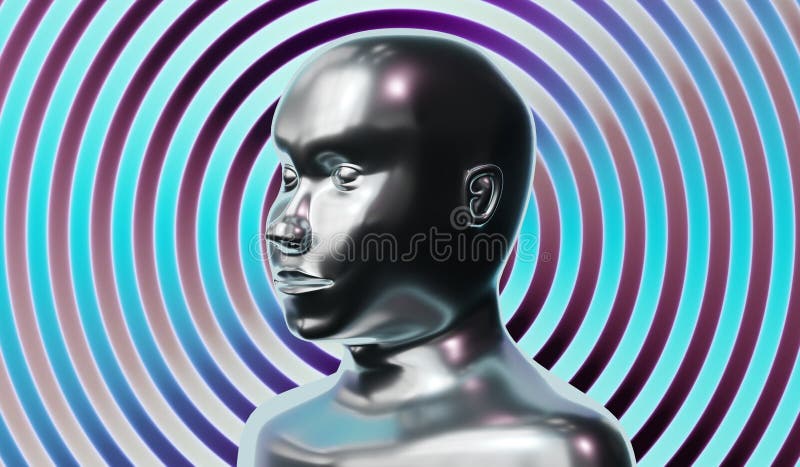 Metallic Head Shape - 3D Illustration Stock Illustration - Illustration ...